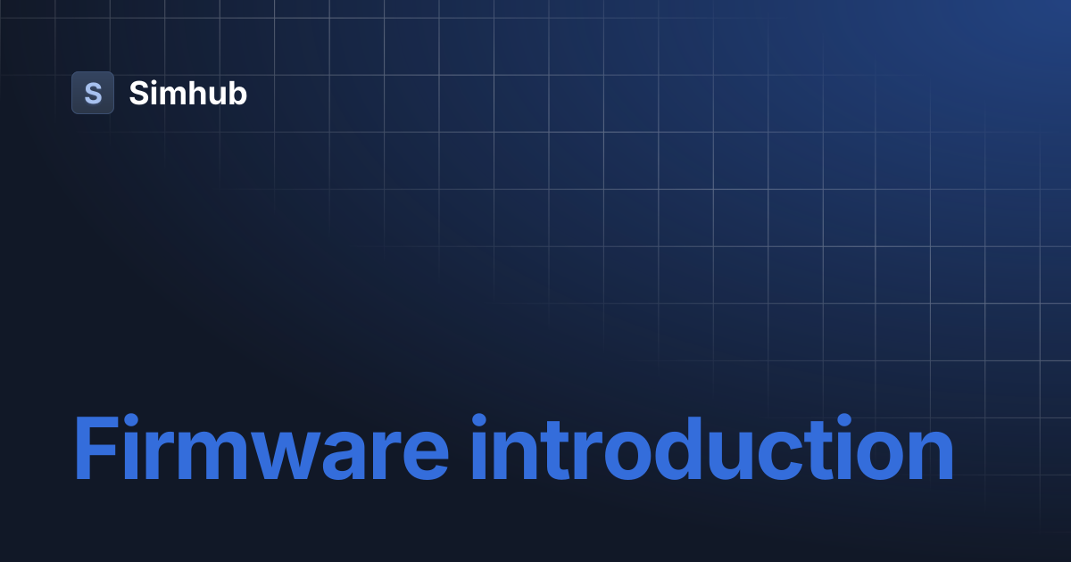 Firmware introduction | Simhub
